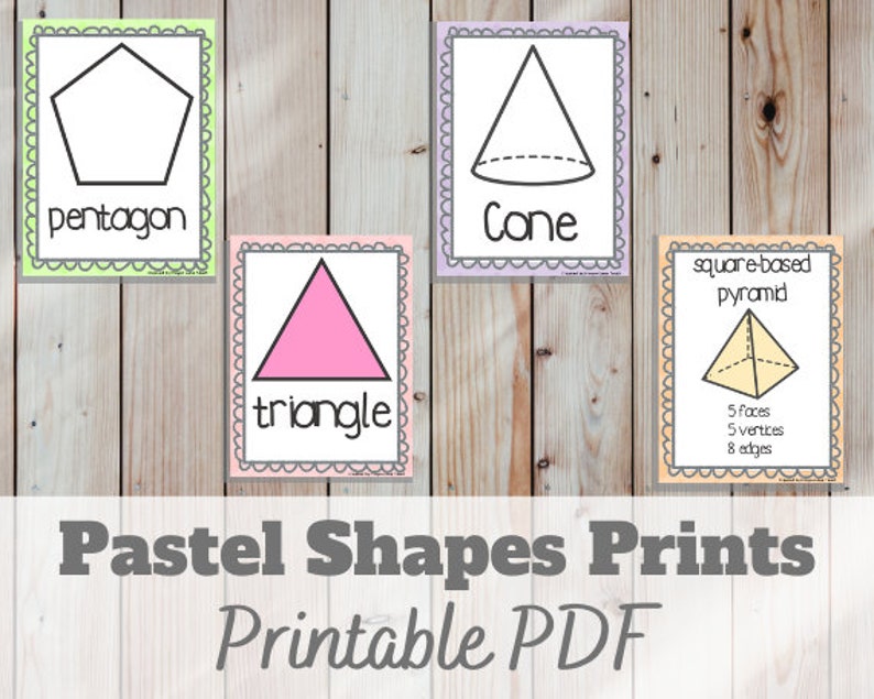 Printable Pastel Shapes Posters, Nursery Print, Educational Print ...