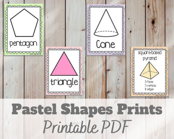 Printable Pastel Shapes Posters, Nursery Print, Educational Print ...