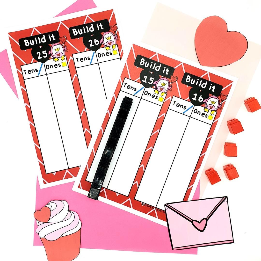 Place Value to 20 Printable Chart Mat Valentine's Day Homeschool ...