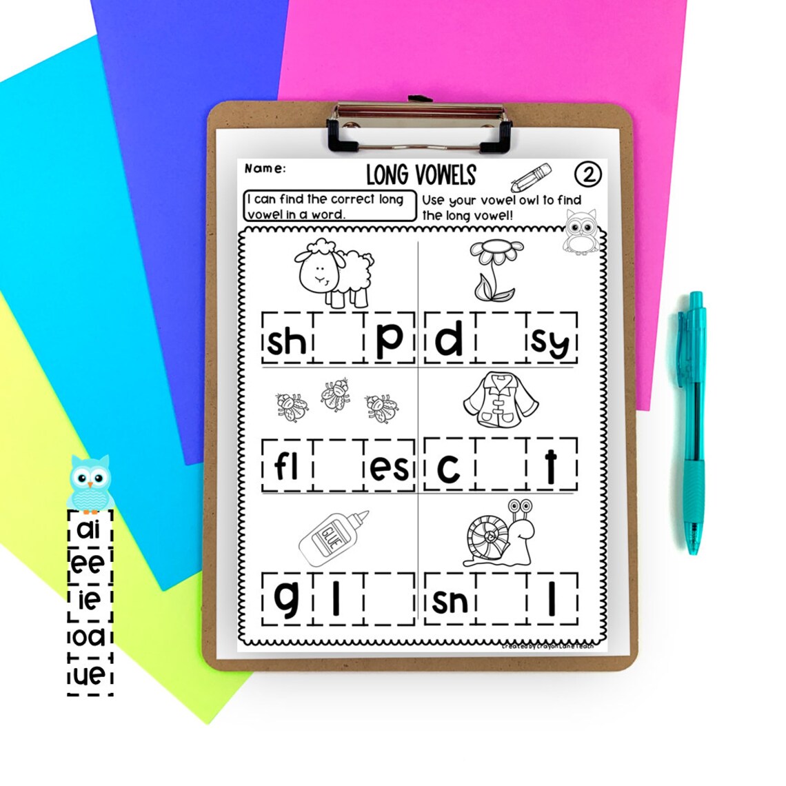 Phonics Practise Worksheets for Kids Long Vowels Find the Missing Sound ...