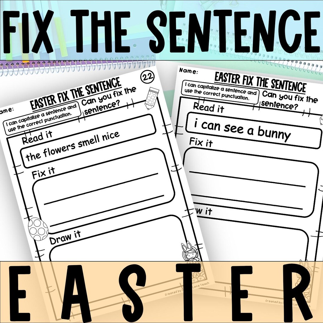 Reading Fluency Worksheets Sentence Writing Practise for Kids Easter ...