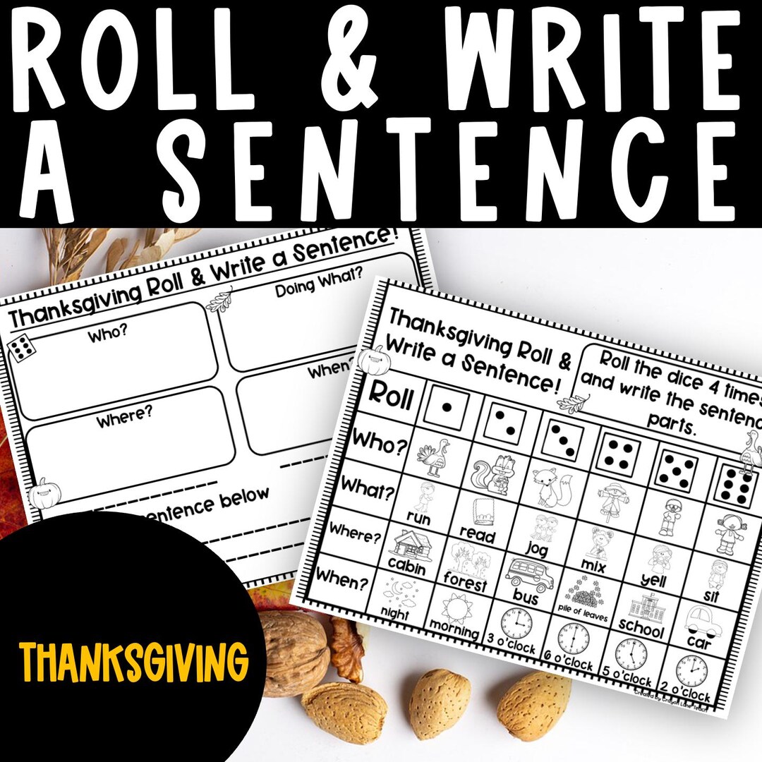 Sentence Building Game for Kids Thanksgiving Homeschool Sentence ...