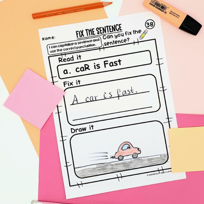 Sentence Writing Practise Worksheets for Kids Homeschool Reading ...
