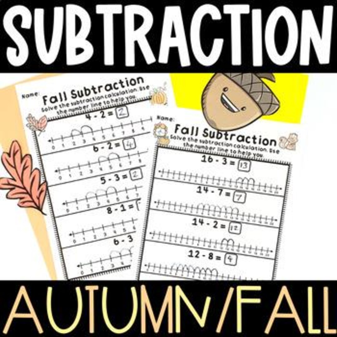 Subtraction Within 20 Practise Worksheets Fall Autumn Homeschool ...