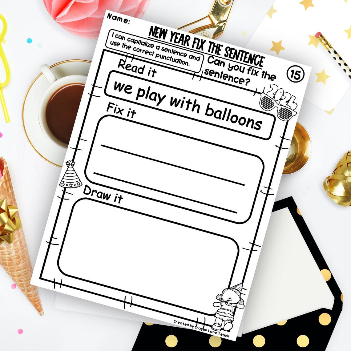 Sentence Writing Practise Worksheets for Kids New Year Reading Fluency ...