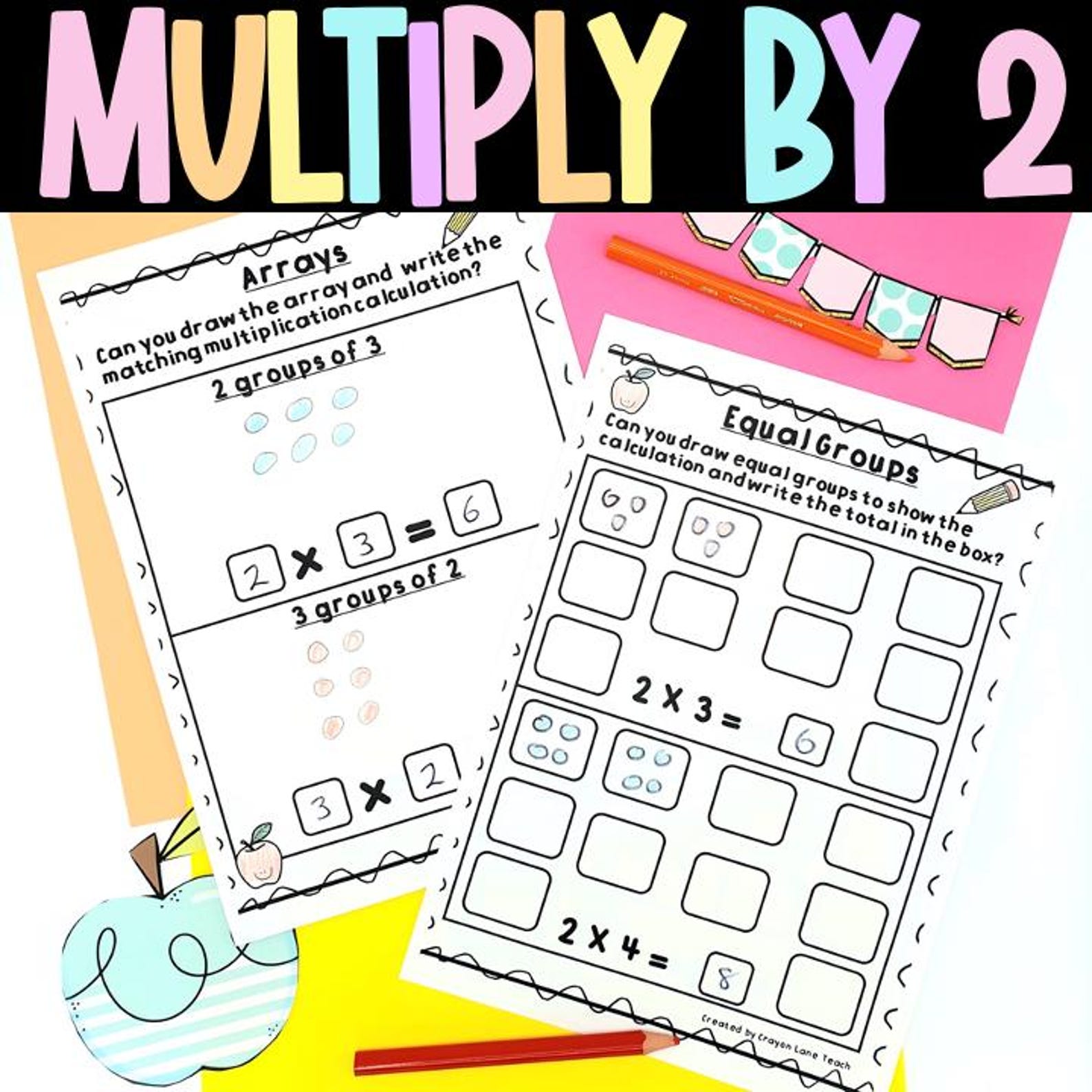 Beginner Multiplication Worksheets for Kids Learn to Multiply 2 Times ...