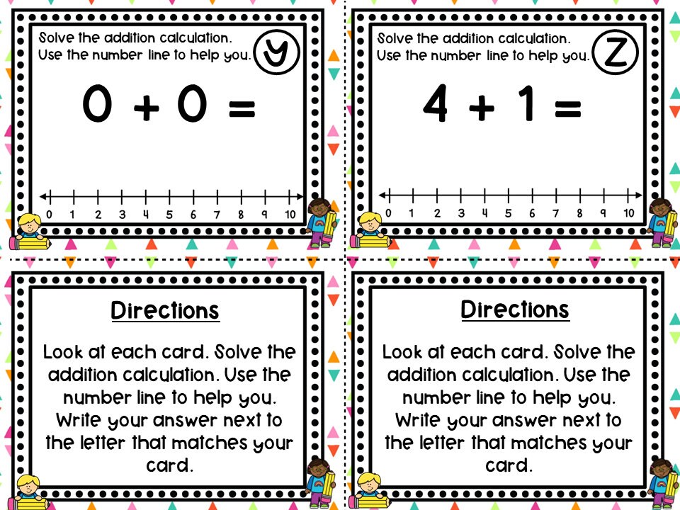 Addition With a Number Line Task Cards Kindergarten 1st Grade Home ...