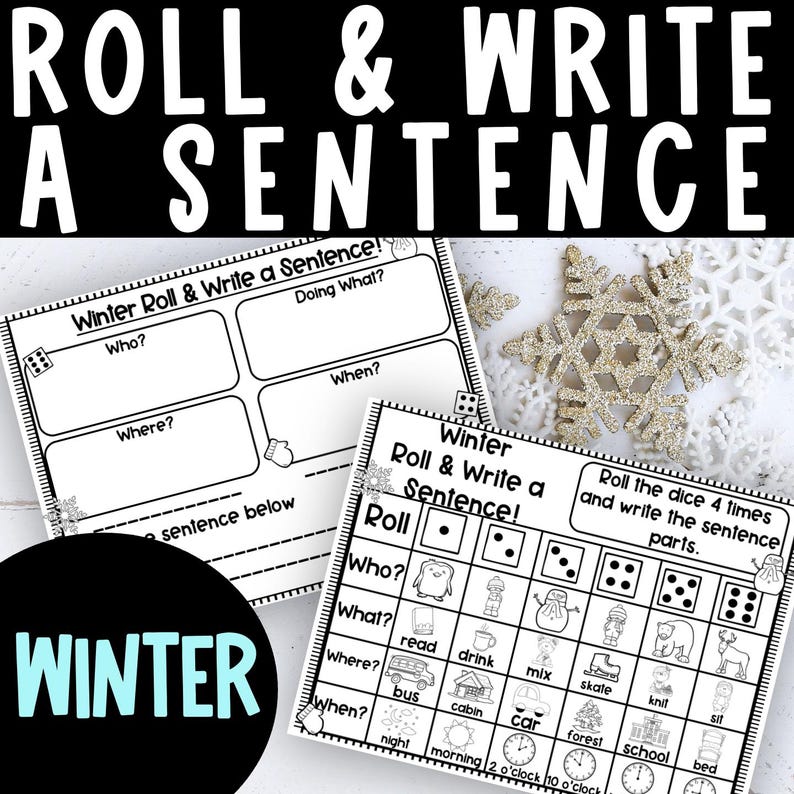 Sentence Building Game for Kids Homeschool Winter Sentence Writing ...