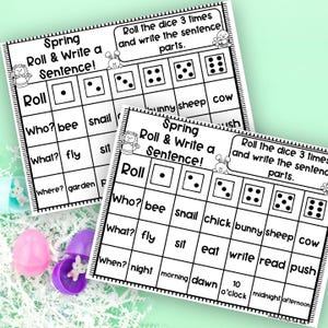 Spring Sentence Building Game for Kids Sentence Writing Practise ...
