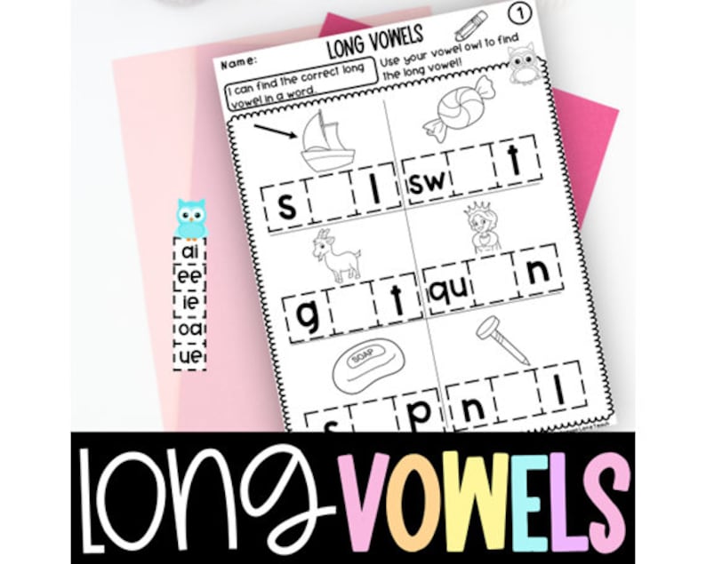 Phonics Practise Worksheets for Kids Long Vowels Find the Missing Sound ...