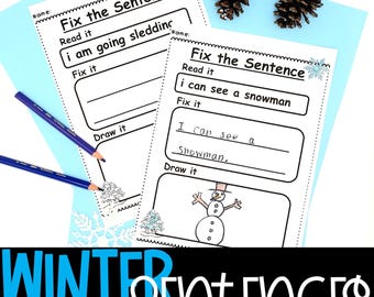 Sentence Building Game for Kids Homeschool Winter Sentence Writing ...