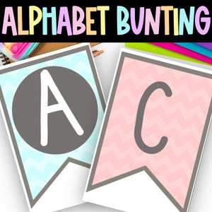 Printable Pastel Alphabet Bunting Banner Garland Home School Classroom ...