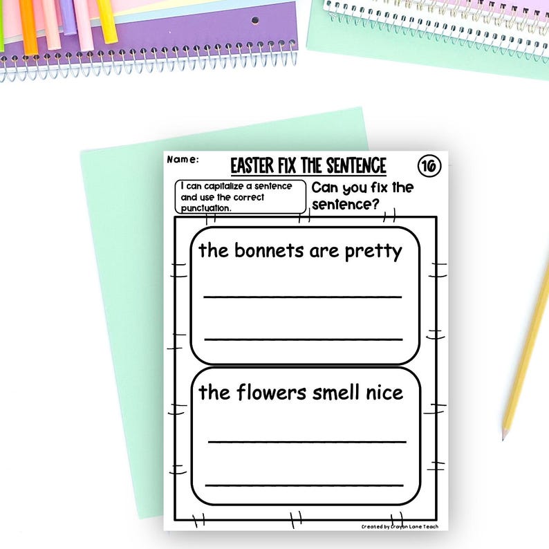 Sentence Writing Practise Worksheets for Kids Easter Homeschool ...