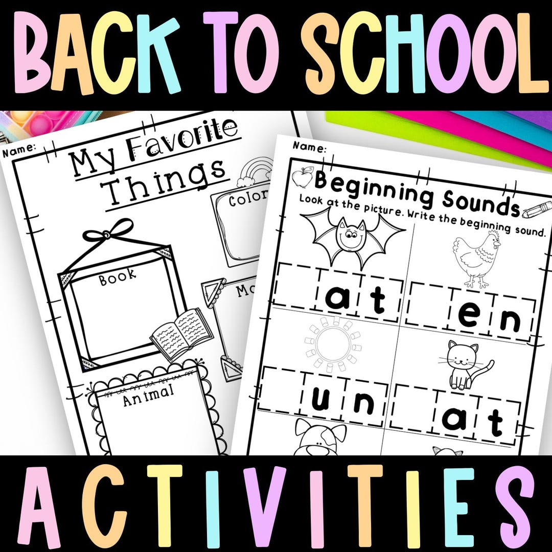 Back to School Activities Printable Worksheets First Day of School All ...