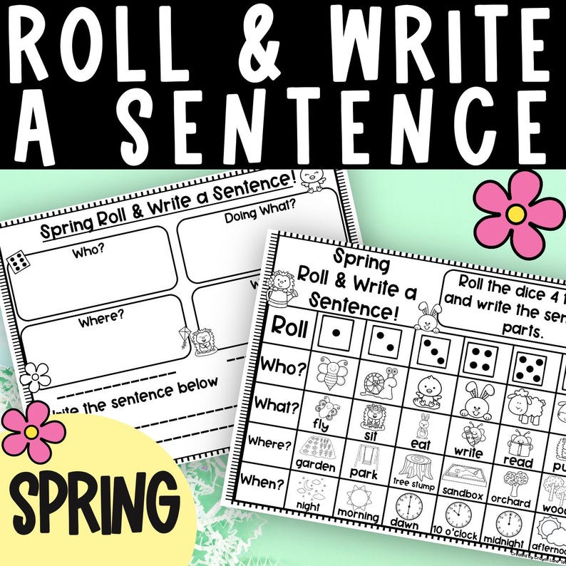 Spring Sentence Building Game for Kids Sentence Writing Practise ...
