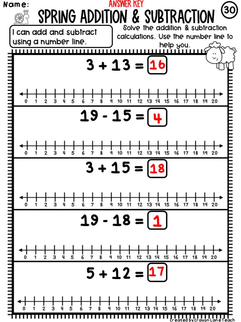 Spring Addition Subtraction Within 20 Practise Worksheets for Kids Home ...
