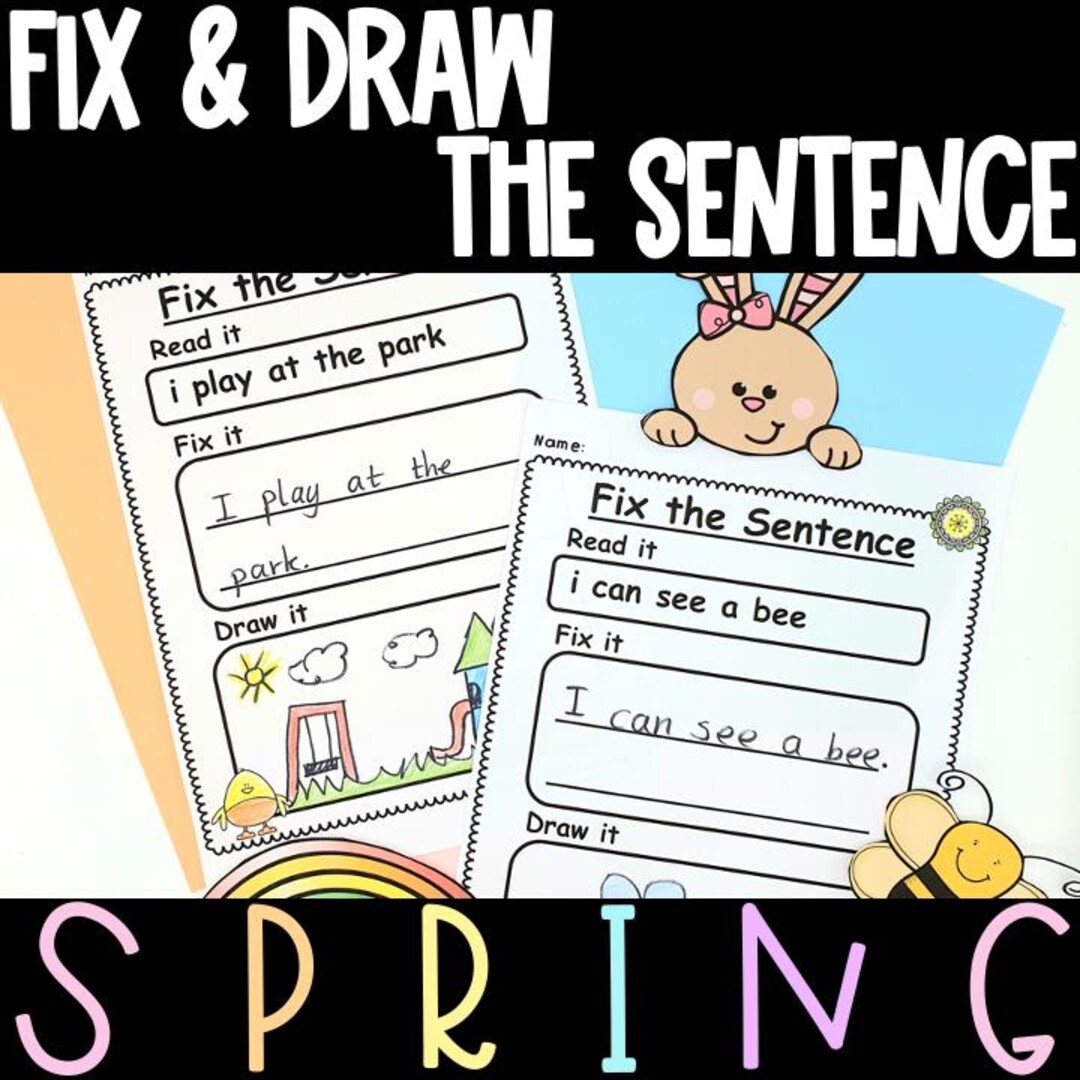Sentence Writing Practise Worksheets for Kids Spring Reading ...