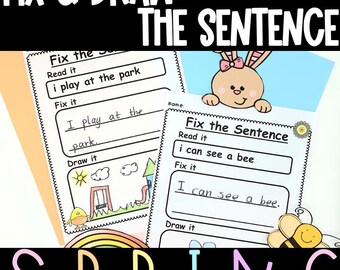 Sentence Writing Practise Worksheets for Kids Spring Reading ...
