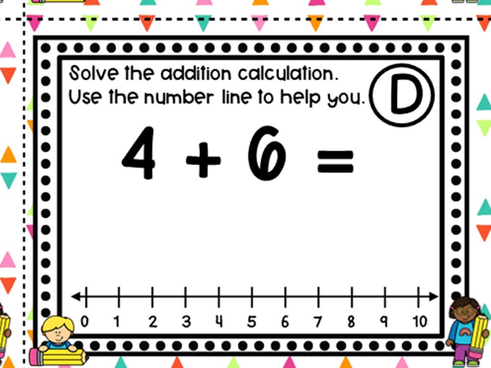 Addition With a Number Line Task Cards Kindergarten 1st Grade Home ...