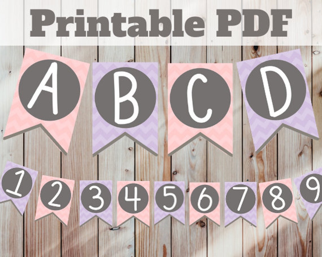 Printable Pastel Alphabet Number Bunting Garland Banner Party Classroom ...