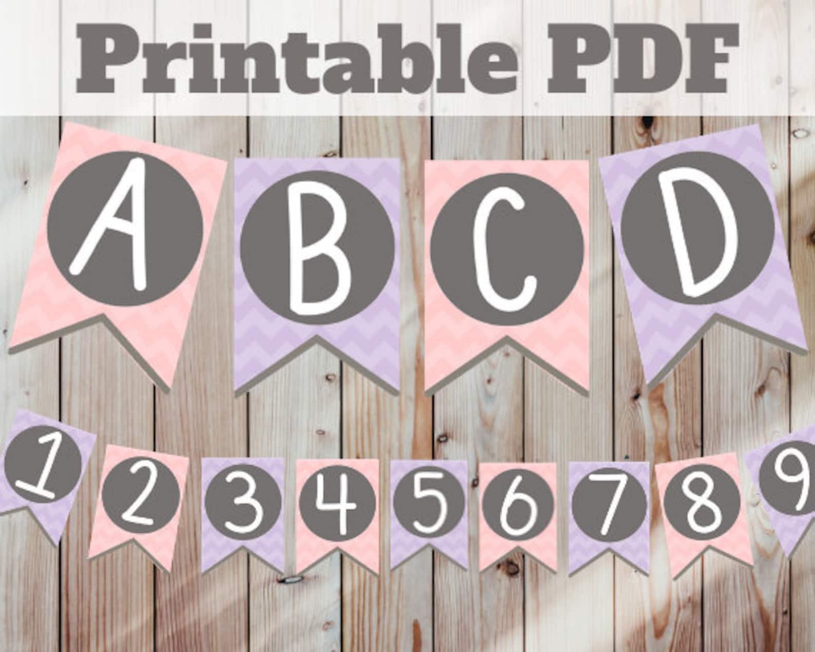 Printable Pastel Alphabet Number Bunting Garland Banner Party Classroom ...