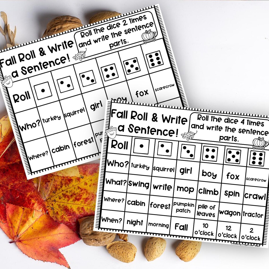Fall Sentence Building Game for Kids Homeschool Sentence Writing ...