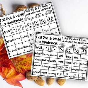Fall Sentence Building Game for Kids Homeschool Sentence Writing ...