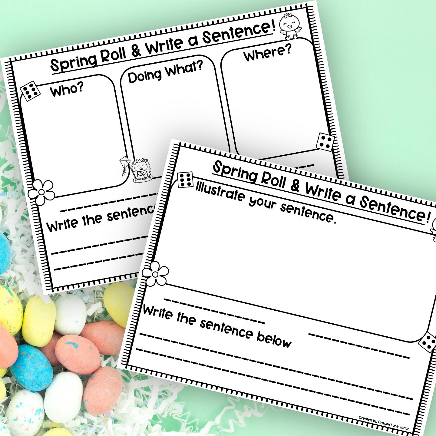Spring Sentence Building Game for Kids Sentence Writing Practise ...