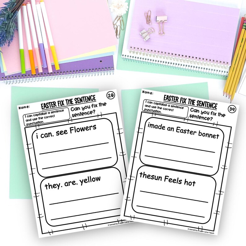 Sentence Writing Practise Worksheets for Kids Easter Homeschool ...