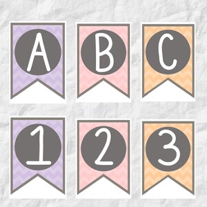 Printable Pastel Alphabet Number Bunting Garland Banner Party Classroom ...