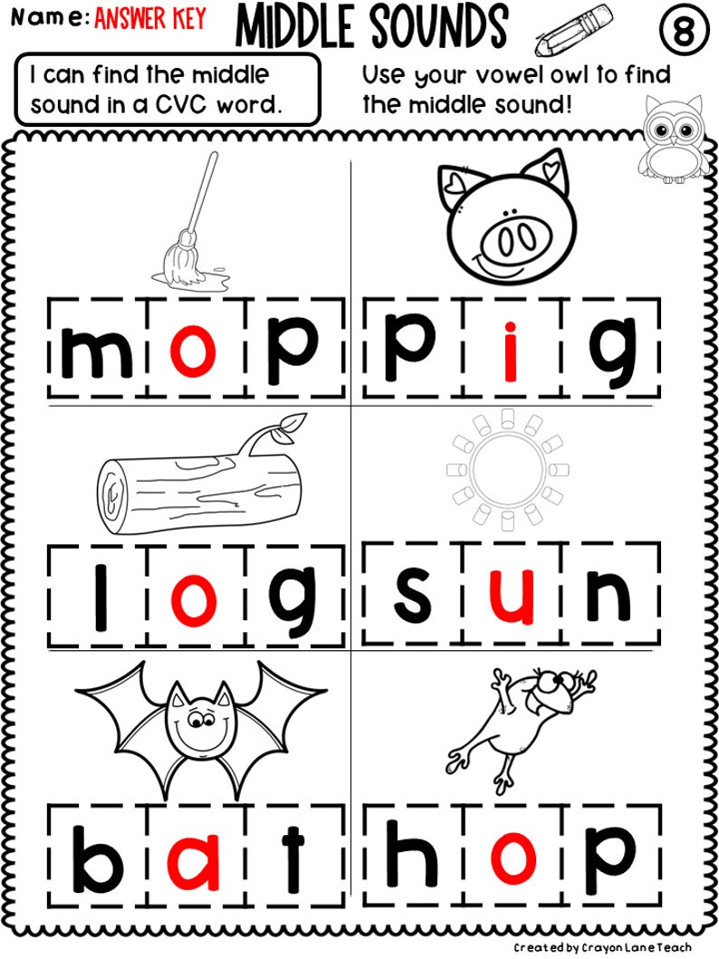 Middle Sound Short Vowel Find the Middle Sound Activity Home School ...
