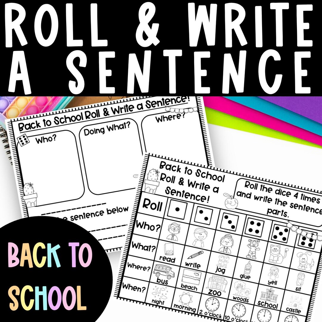 Sentence Building Game for Kids Back to School Sentence Writing ...