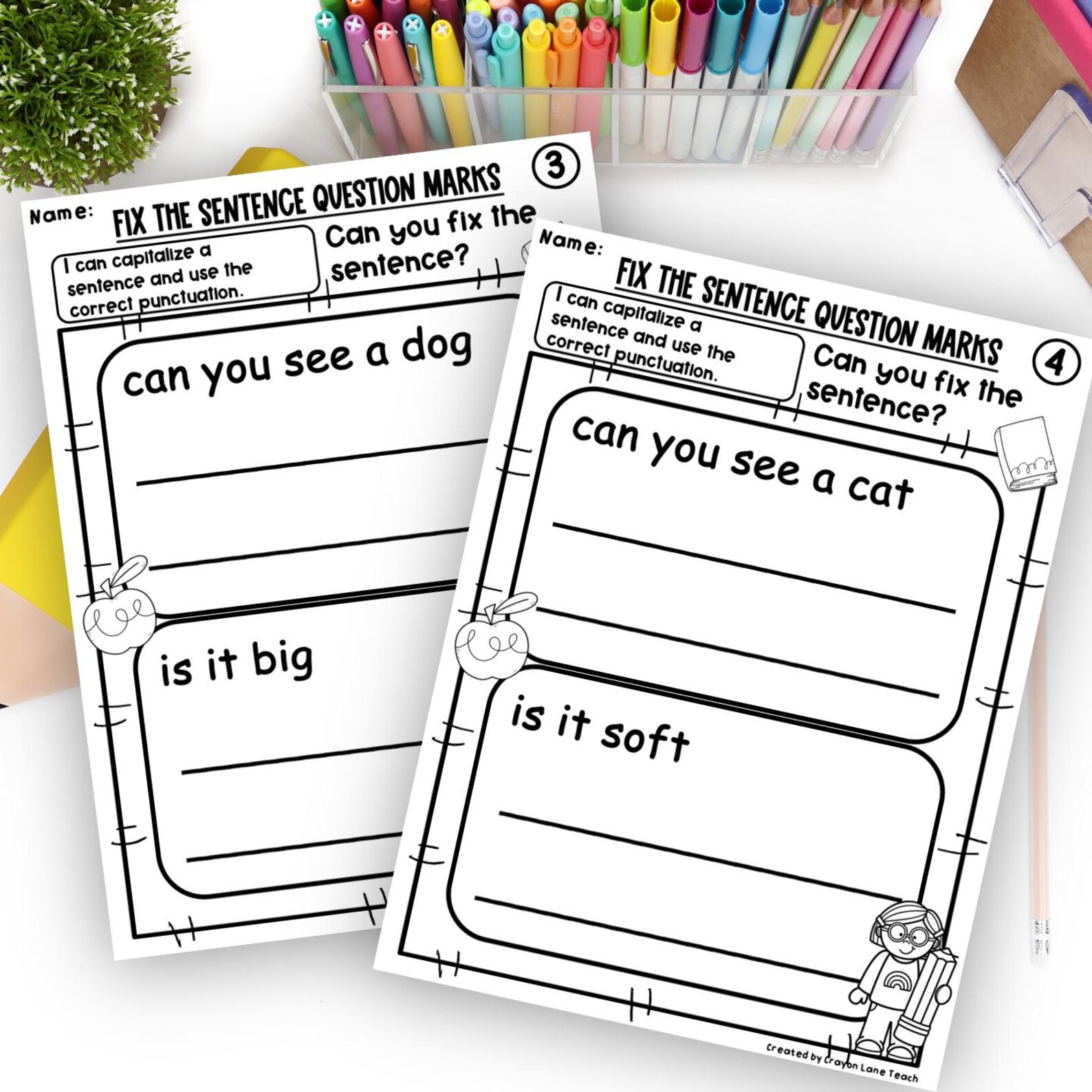 Sentence Writing Practise Worksheets for Kids Question Marks Grammar ...