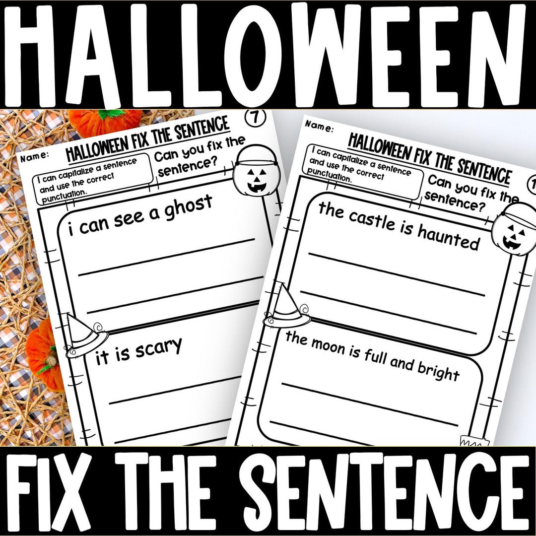 Sentence Writing Practise Worksheets for Kids Halloween Homeschool ...