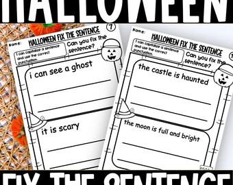 Sentence Writing Practise Worksheets for Kids Halloween Reading Fluency ...