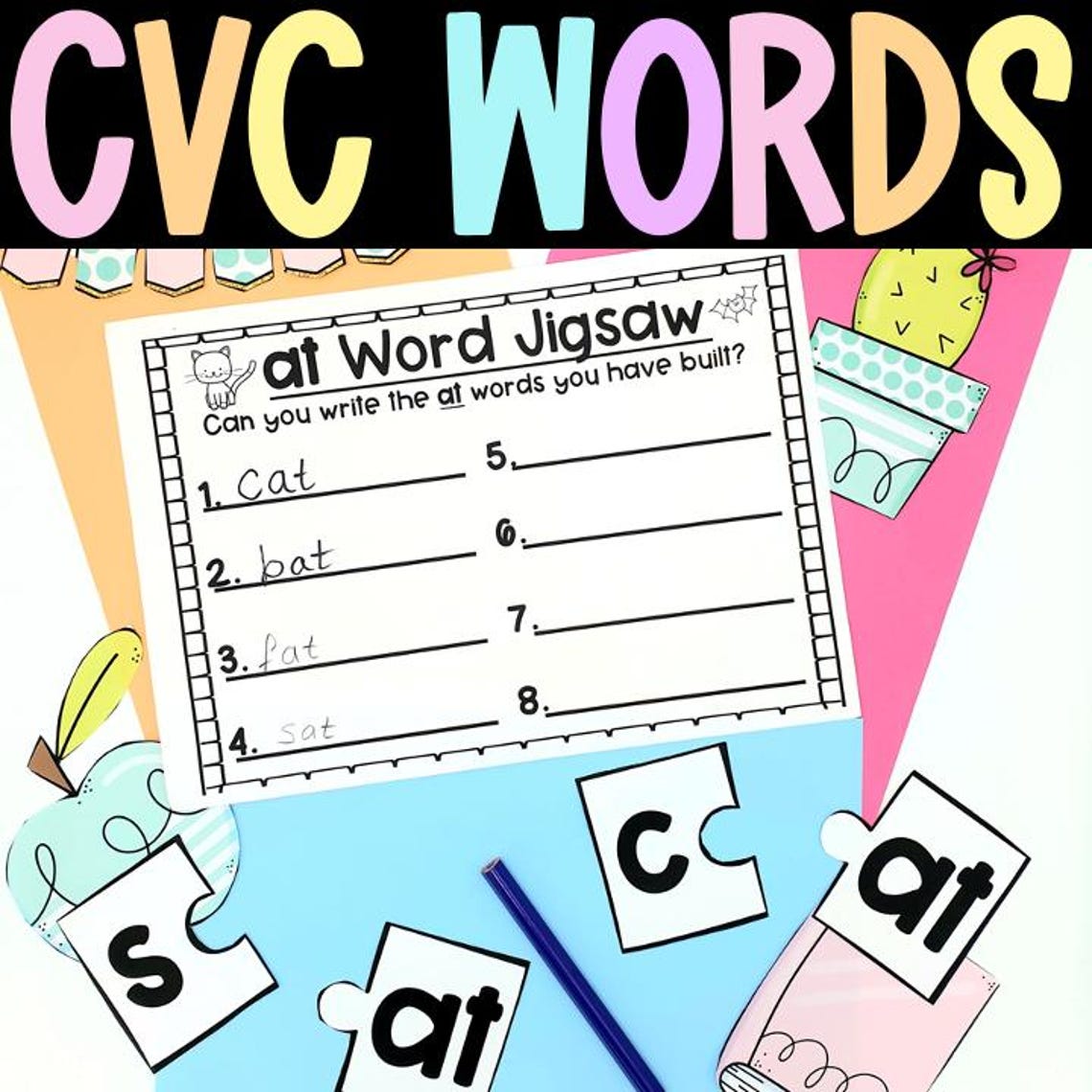CVC Words Jigsaws Phonics Activities Phonological Awareness Early ...
