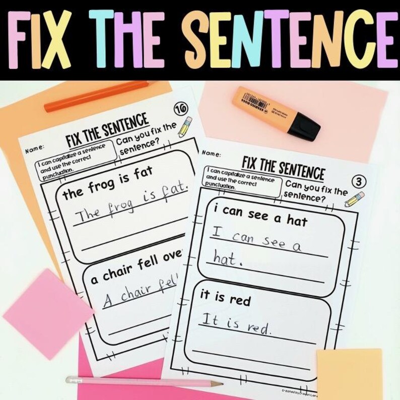 Sentence Writing Practise Worksheets for Kids Homeschool Sentence ...