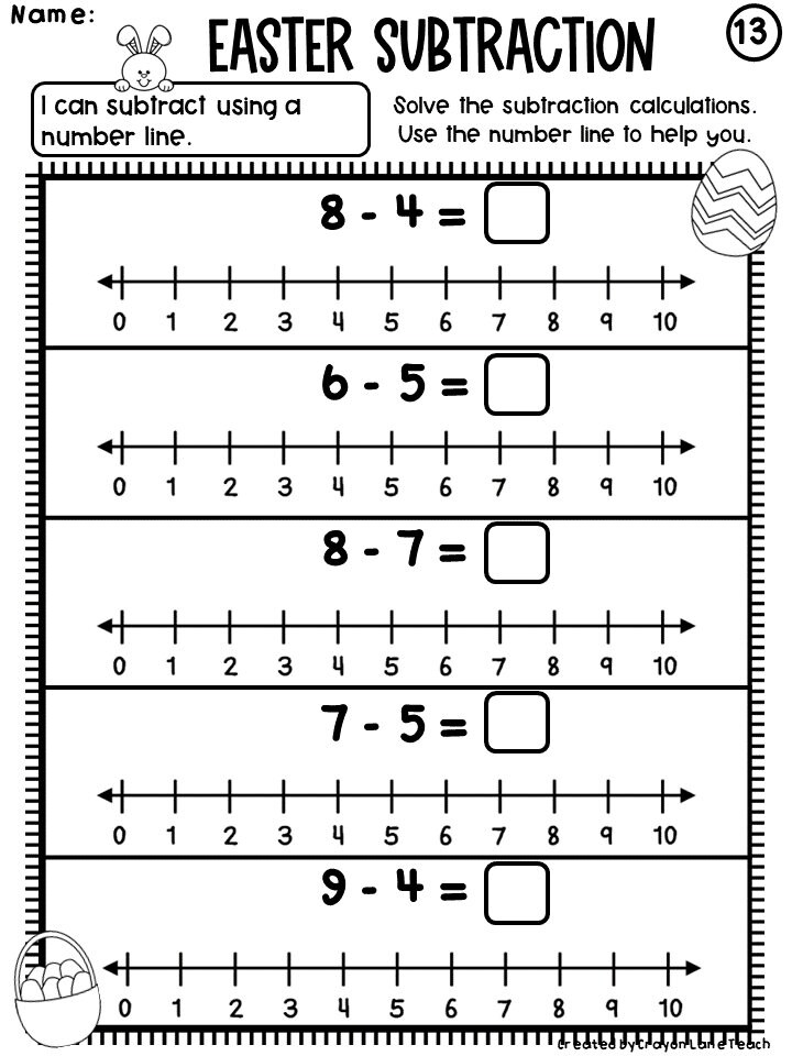 Math Worksheets Kindergarten 1st Grade Home School Easter Addition ...