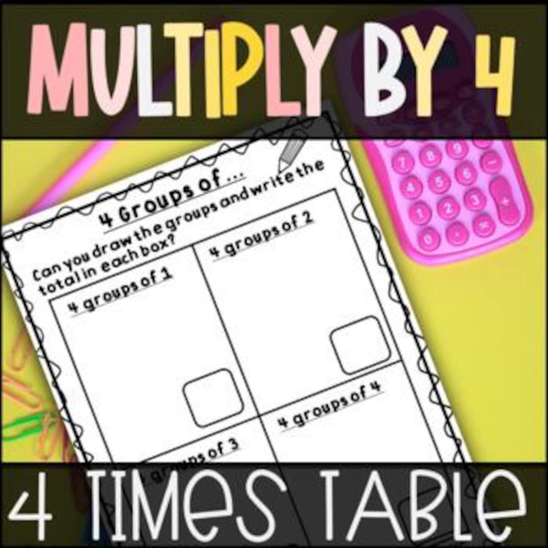 Learn to Multiply 4 Times Tables Beginner Multiplication Worksheets for ...