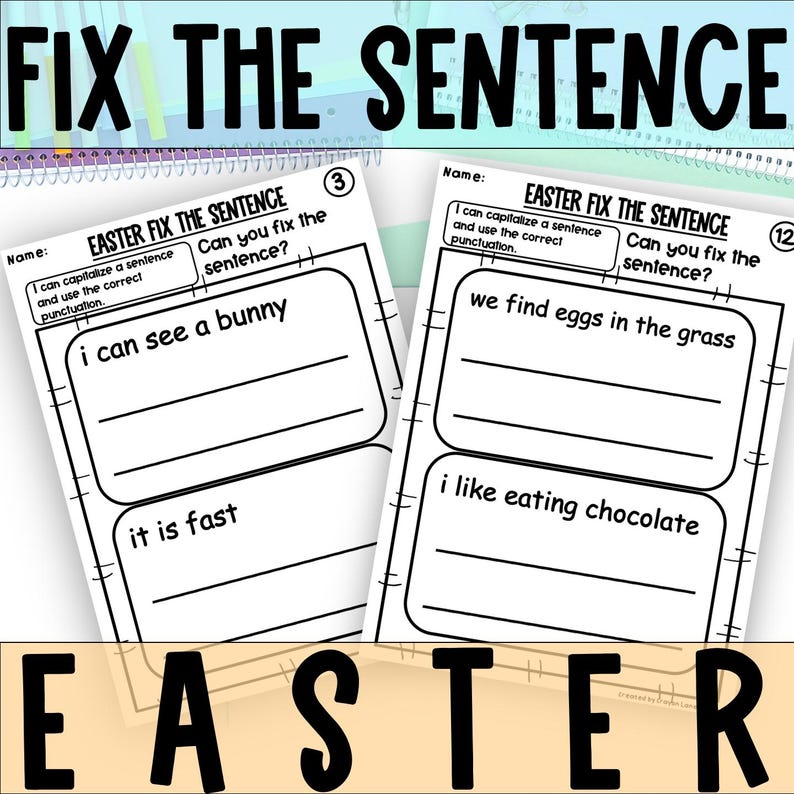 Sentence Writing Practise Worksheets for Kids Easter Homeschool ...