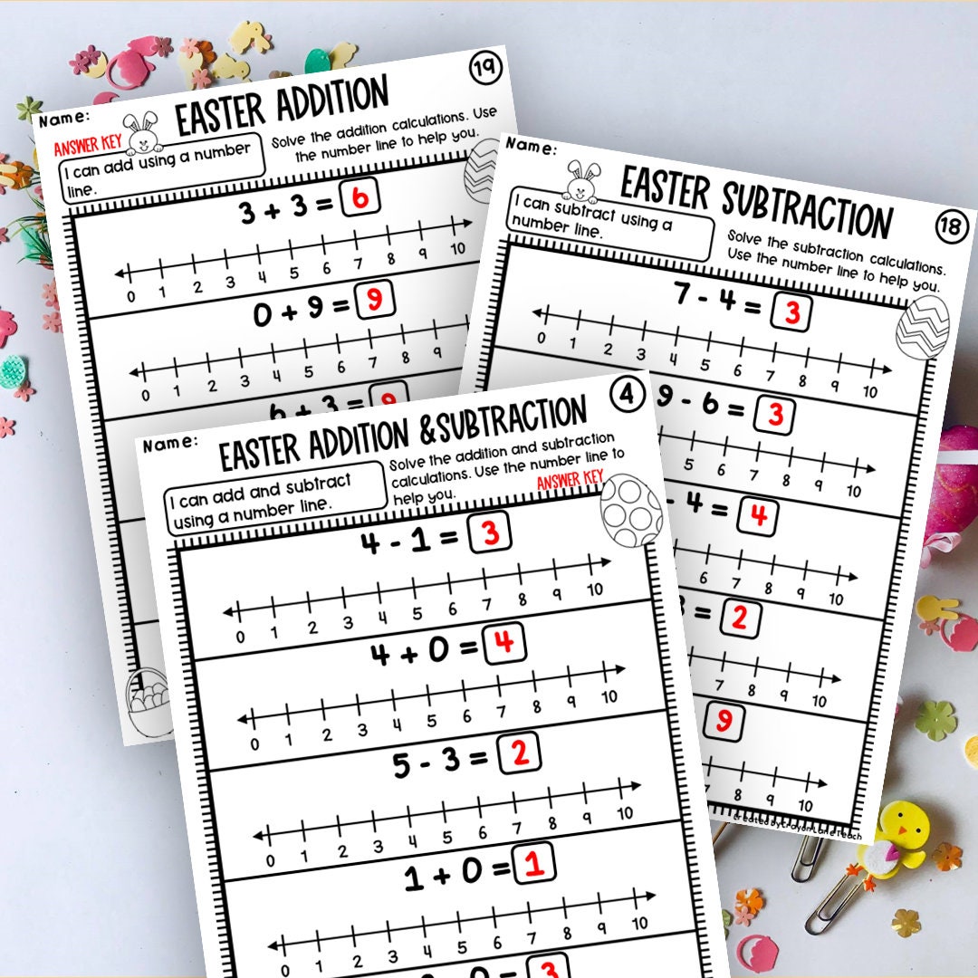 Math Worksheets Kindergarten 1st Grade Home School Easter Addition ...