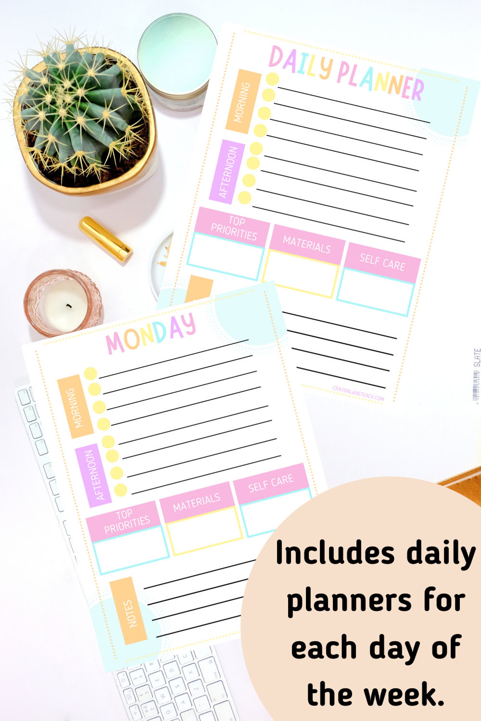 Teacher Planner Pages Undated Daily Weekly Monthly Planners Printable ...