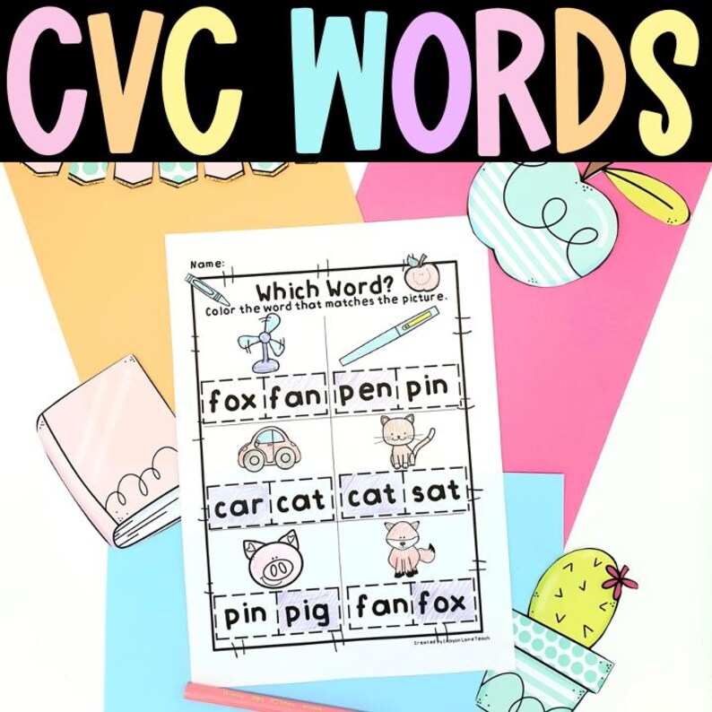 Phonological Awareness Worksheets Early Reading Skills CVC Words ...