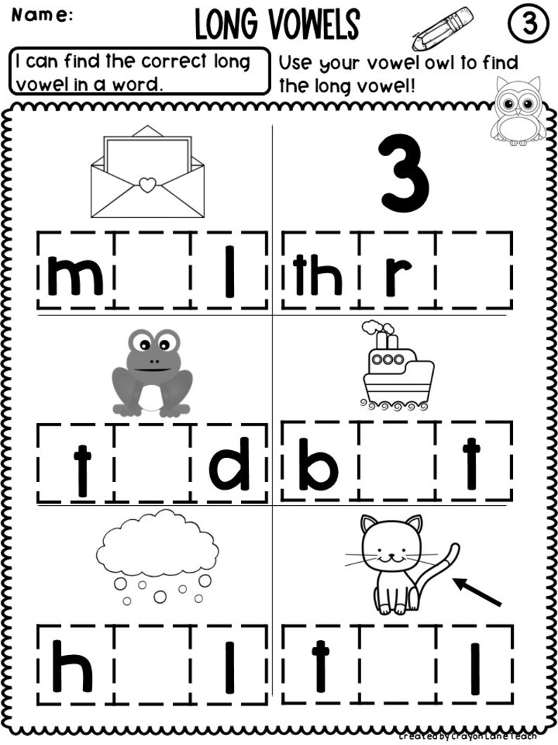 Phonics Practise Worksheets for Kids Long Vowels Find the Missing Sound ...
