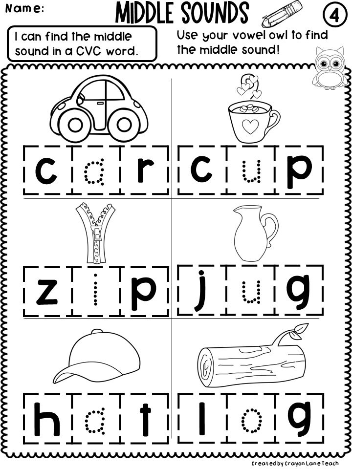 Middle Sound Short Vowel Find the Middle Sound Activity Home School Learning Phonics Practise ...