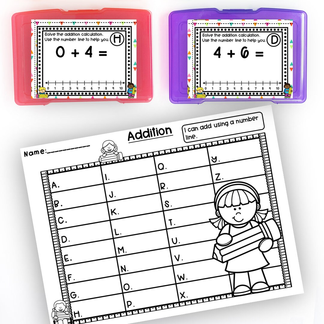 Addition With a Number Line Task Cards Kindergarten 1st Grade Home ...