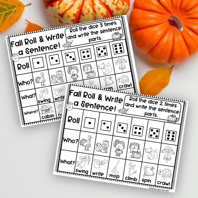 Fall Sentence Building Game for Kids Homeschool Sentence Writing ...