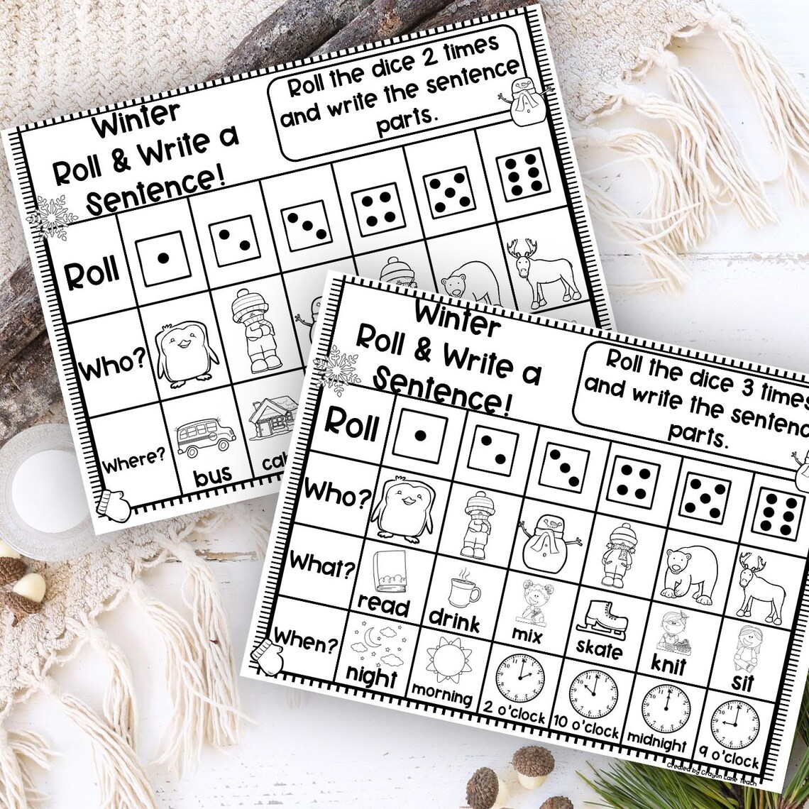 Sentence Building Game for Kids Homeschool Winter Sentence Writing ...
