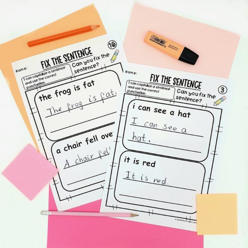Sentence Writing Practise Worksheets for Kids Homeschool Sentence ...
