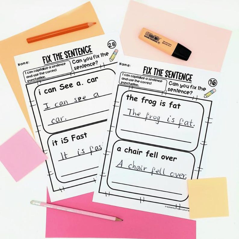 Sentence Writing Practise Worksheets for Kids Homeschool Sentence ...